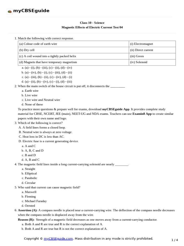 10 Sci Magneticeffectofelectriccurrent Tp04 | PDF | Magnetic Field | Electromagnetism