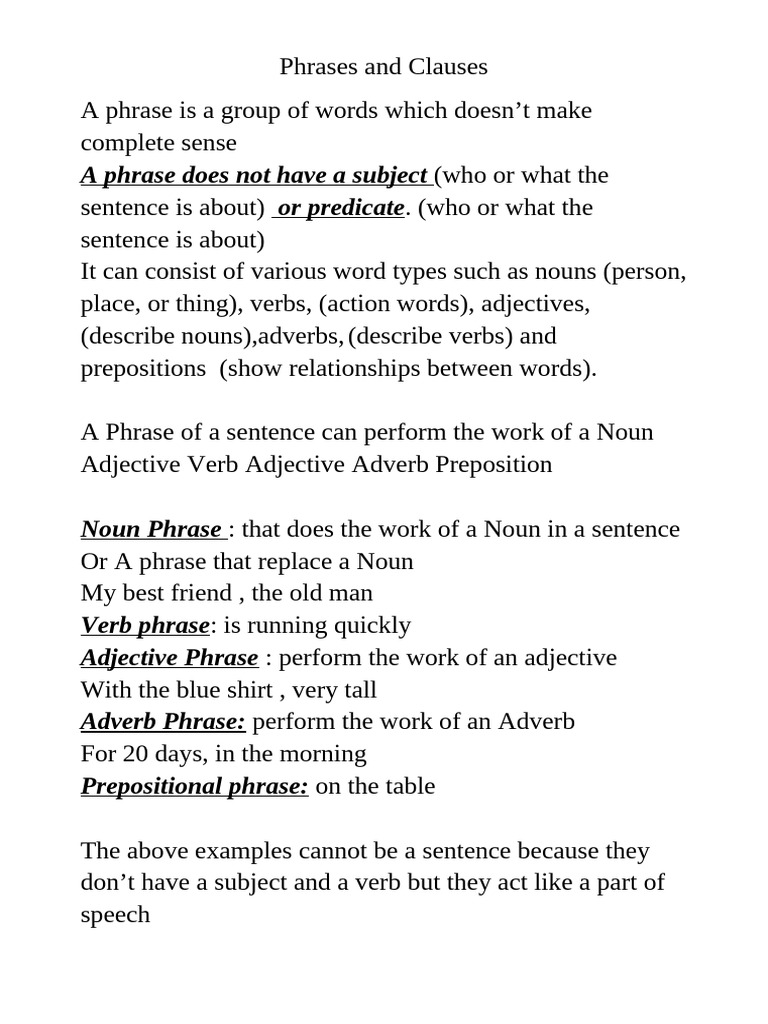 Phrases And Clauses | PDF