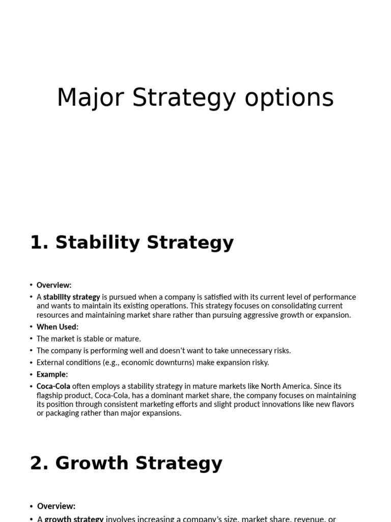 Major Strategies in Business Management | PDF | Internationalization ...
