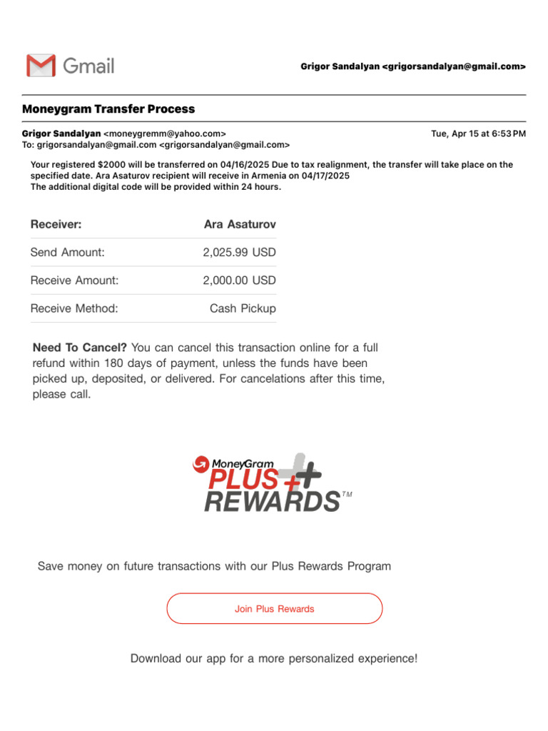 Moneygram Transfer Confirmation Details | PDF