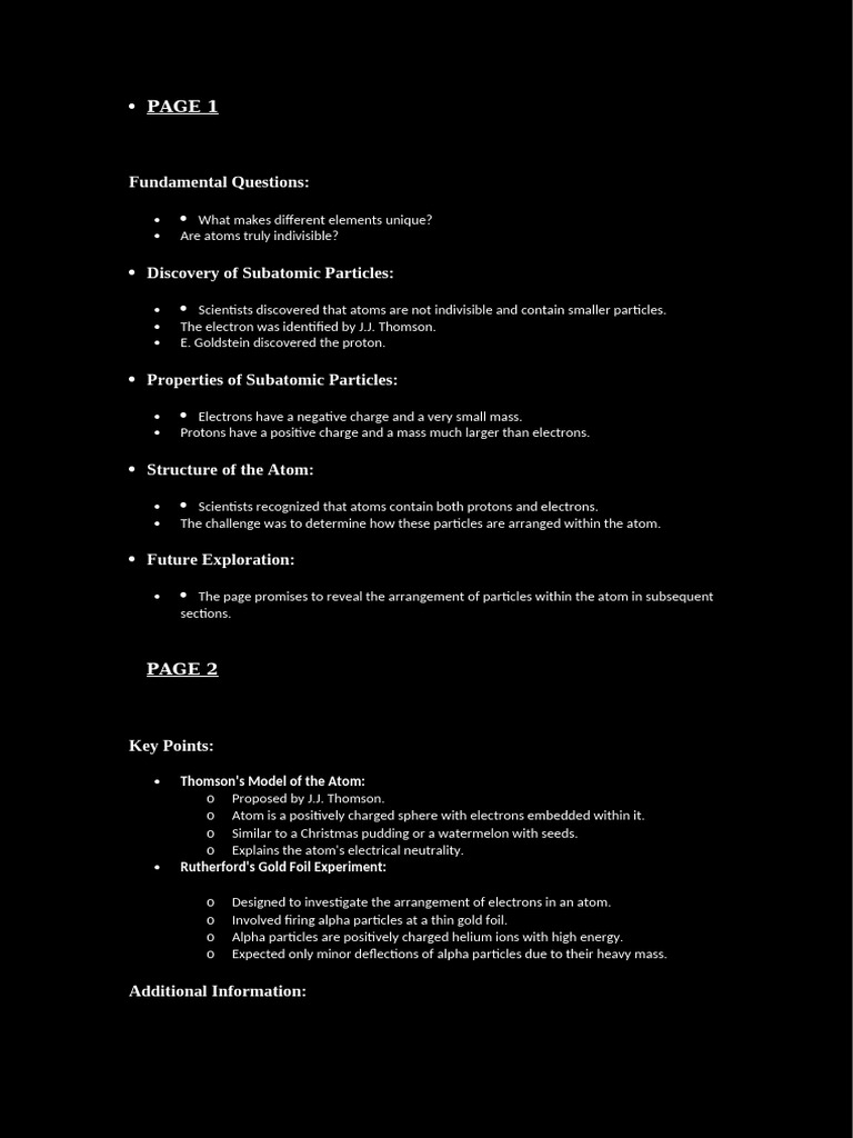 Structure of Atom Notes | PDF | Atoms | Atomic Nucleus