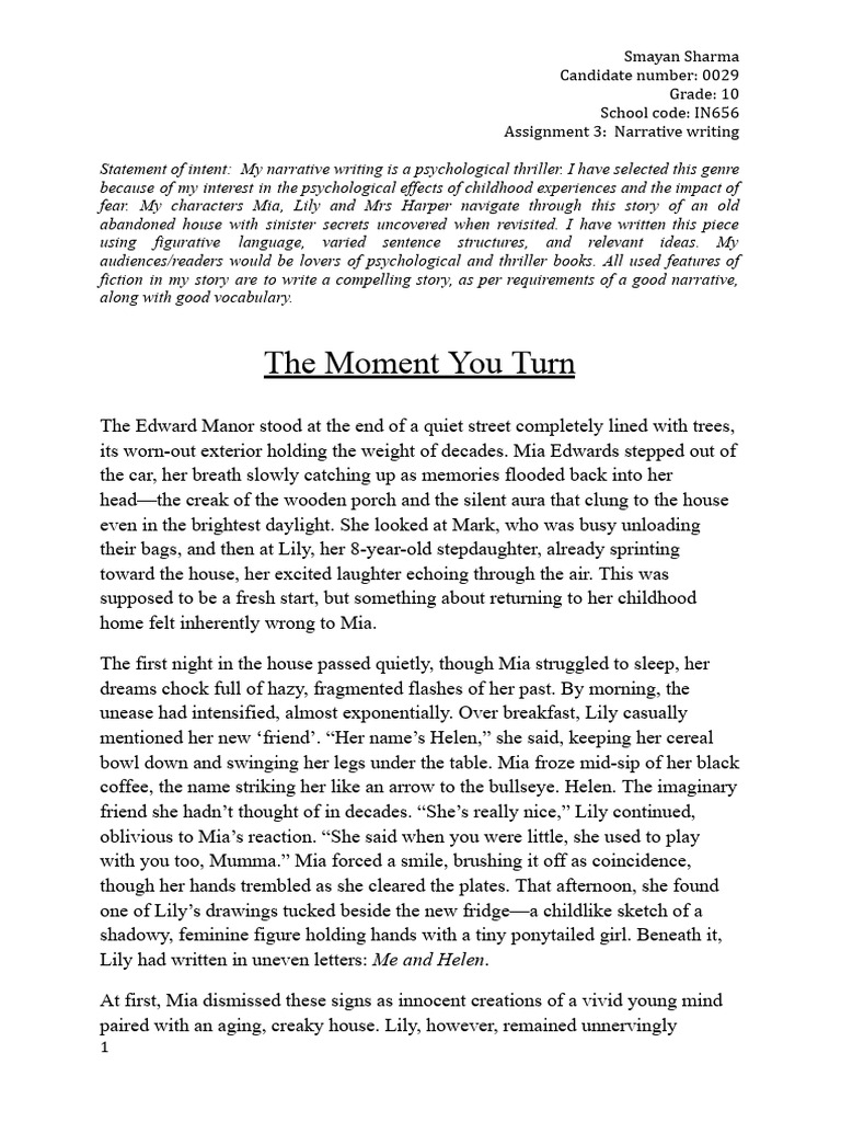 Coursework Narrative Writing - Smayan Sharma - FINAL DRAFT | PDF