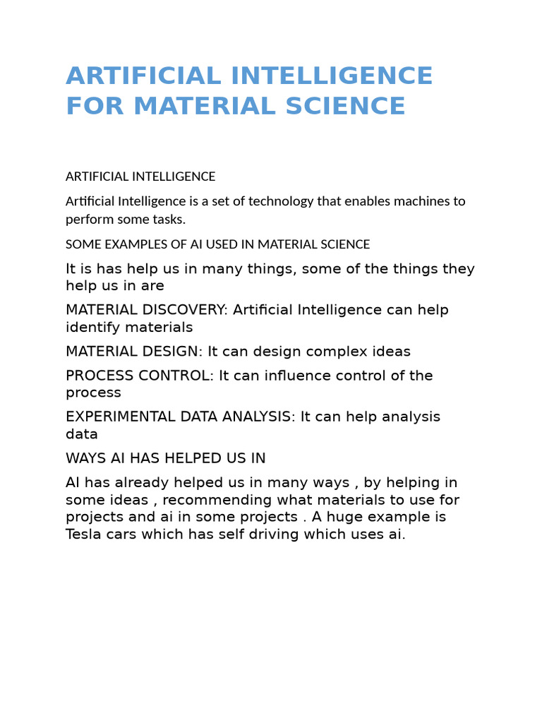 AI Applications in Material Science | PDF