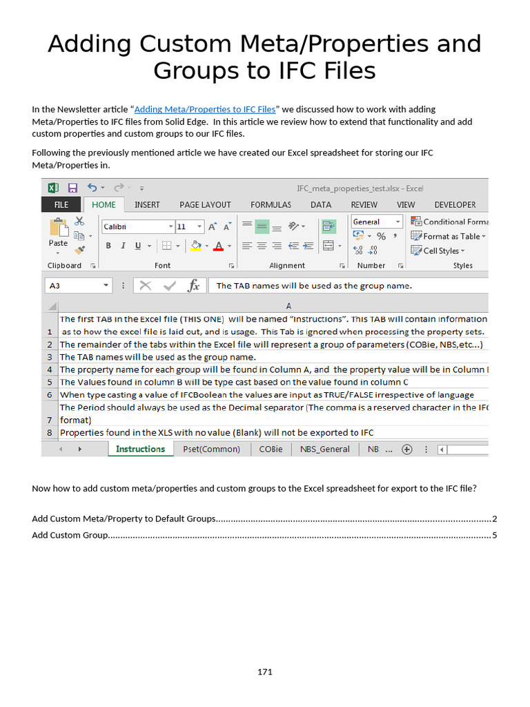 SE Adding Custom IFC Meta Properties and Groups | PDF | Microsoft Excel | Spreadsheet