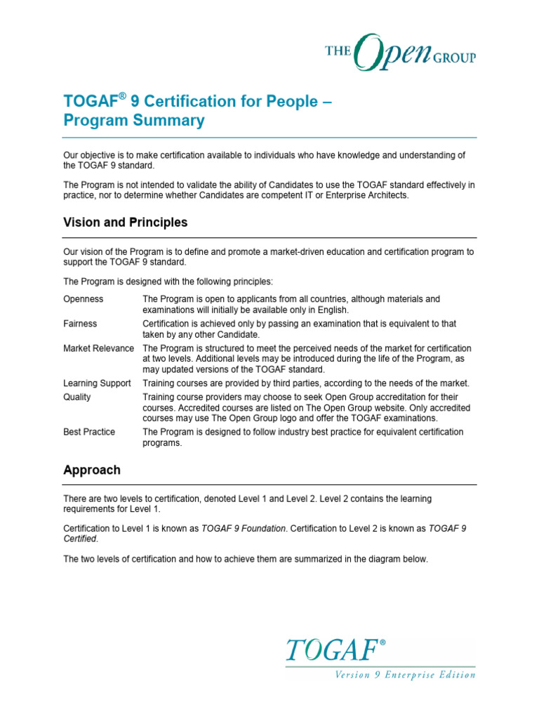 Togaf9 Cert Summary | PDF | Certification | Professional Certification