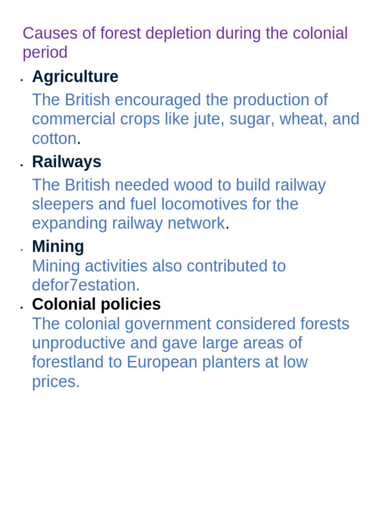 Causes of Colonial Forest Depletion | PDF