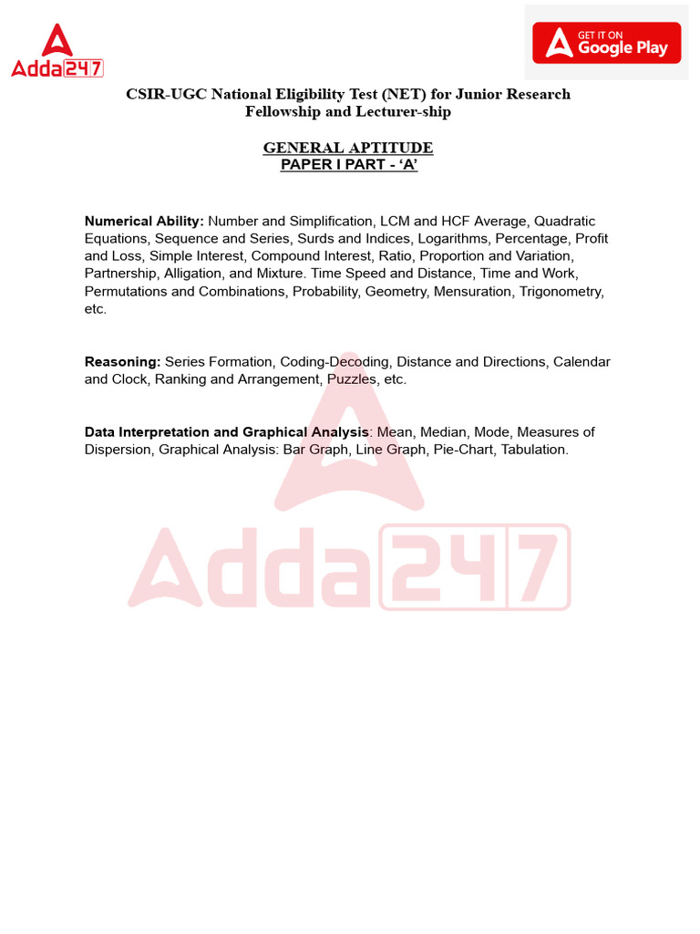 Csir Net General Aptitude Syllabus 1 2 | PDF