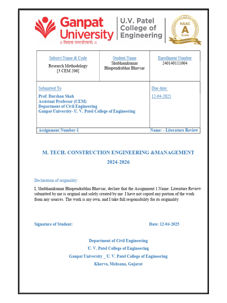 Literature Review in Construction Research | PDF | Methodology ...