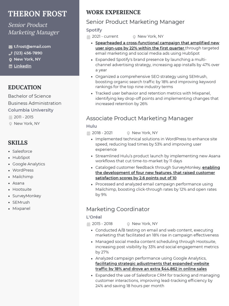 Senior Product Marketing Manager Resume Example | PDF | Marketing ...