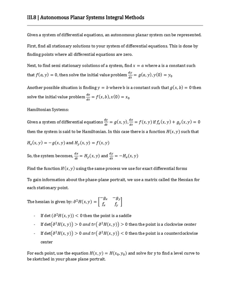 Differential Equations III.8 Integral Methods | PDF | Equations ...