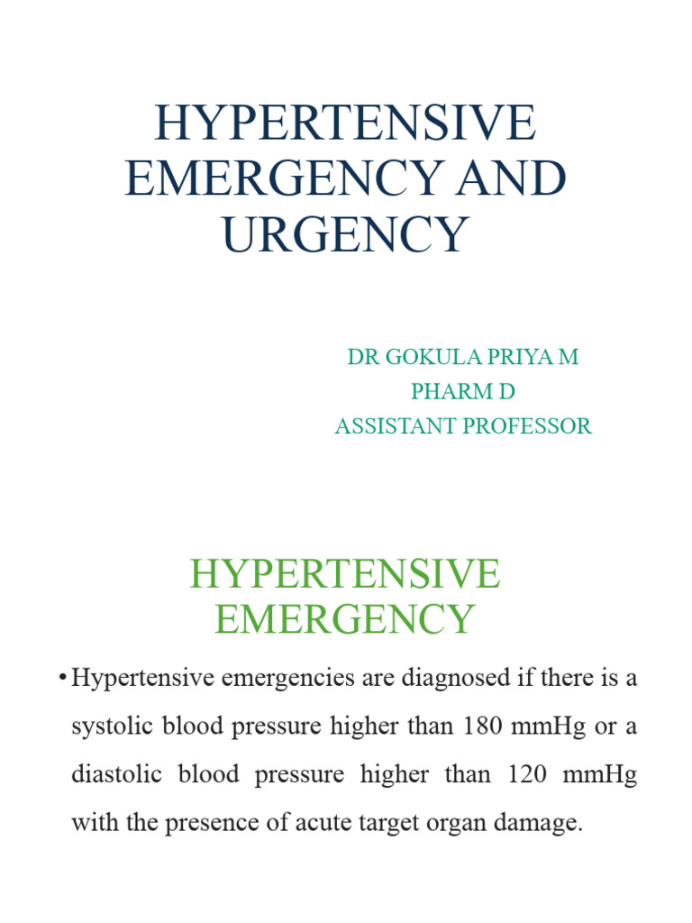 Hypertensive Emergency vs Urgency Guide | PDF | Hypertension ...