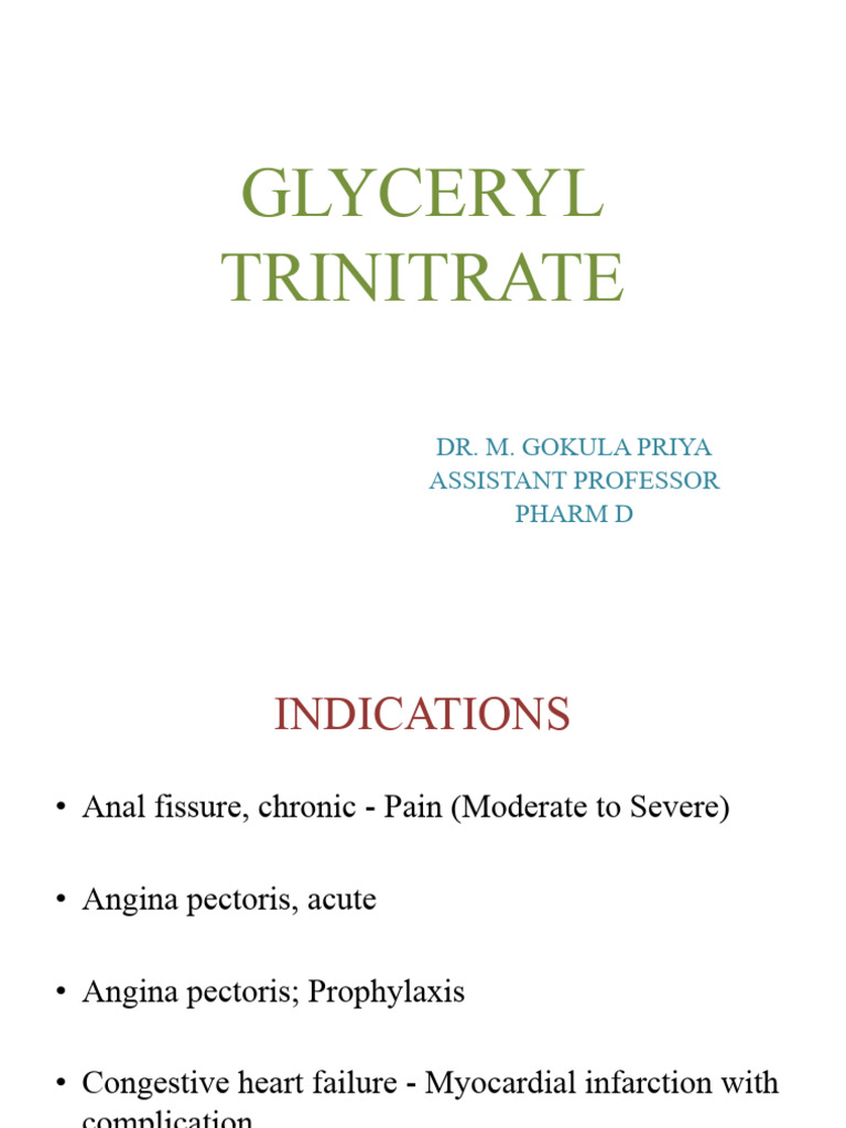 Glyceryl Trinitrate Uses and Dosage | PDF