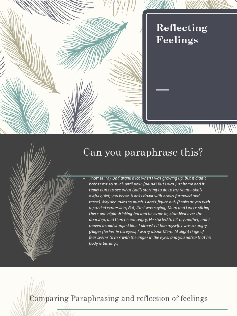 Techniques for Reflecting Feelings | PDF | Emotions | Nonverbal ...