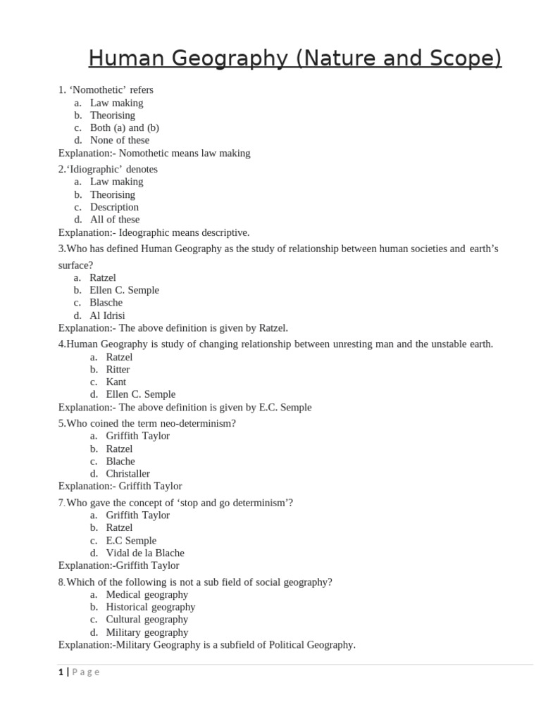 Human Geography - Nature and Scope | PDF | Geography | Liberal Arts Education