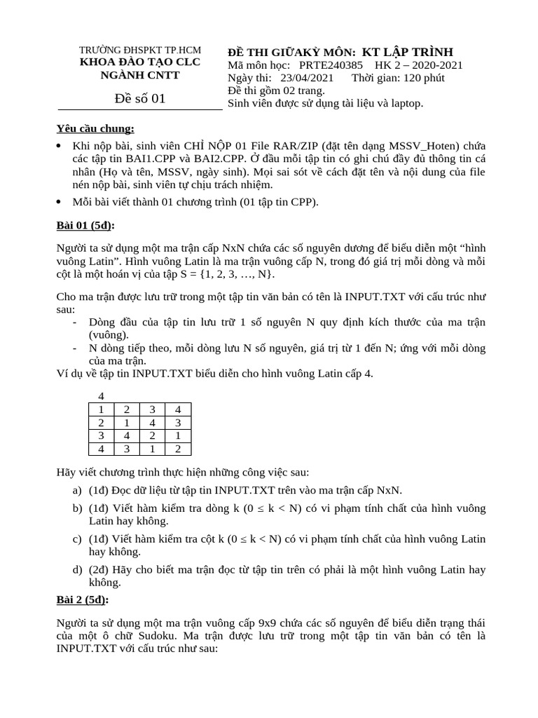 2021 - Giua Ky KTLT (ST6) | PDF