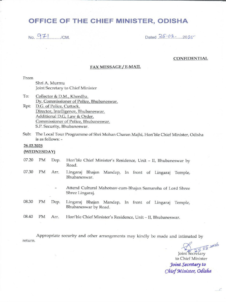 Local Tour Programme of HCM On 26.02.2025 | PDF