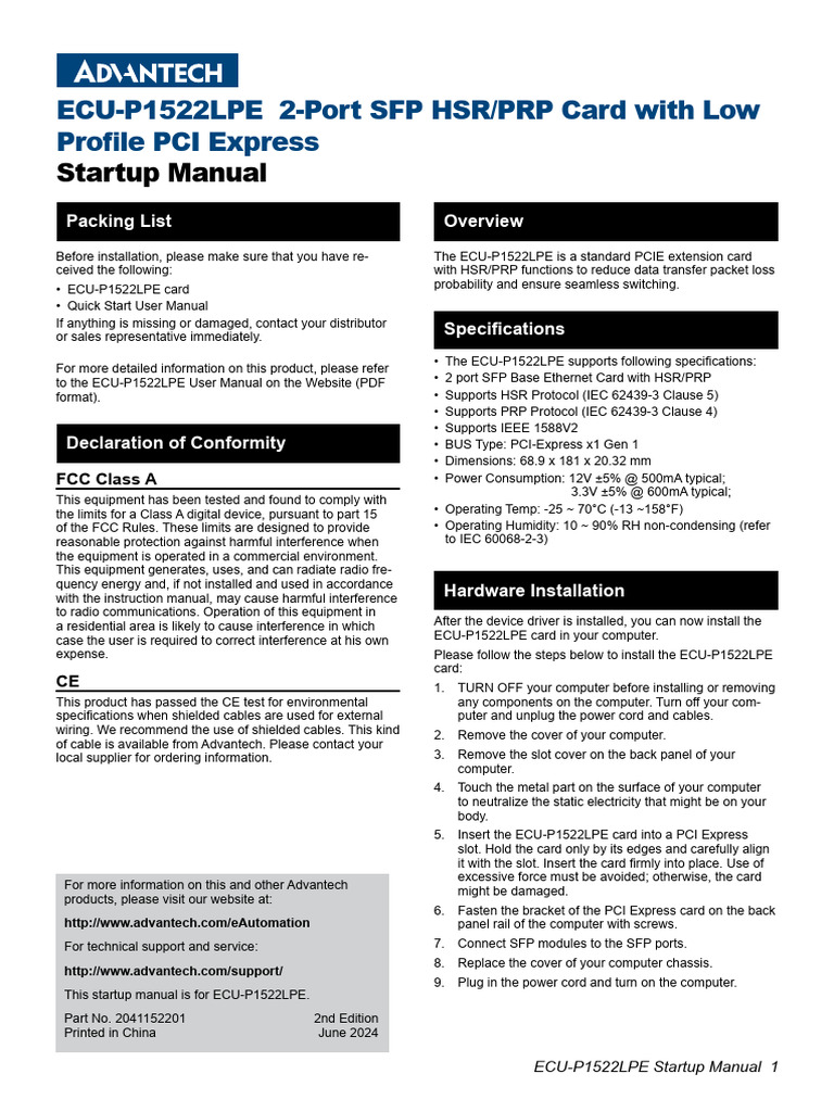 ECU-P1522LPE Startup Manual Ed.2 D6 | PDF | Electrical Connector | Physical Layer Protocols