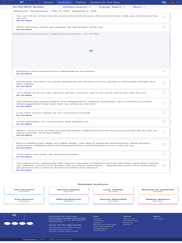 Ho Chi Minh Quotes - BrainyQuote | PDF | Ho Chi Minh | Vietnam