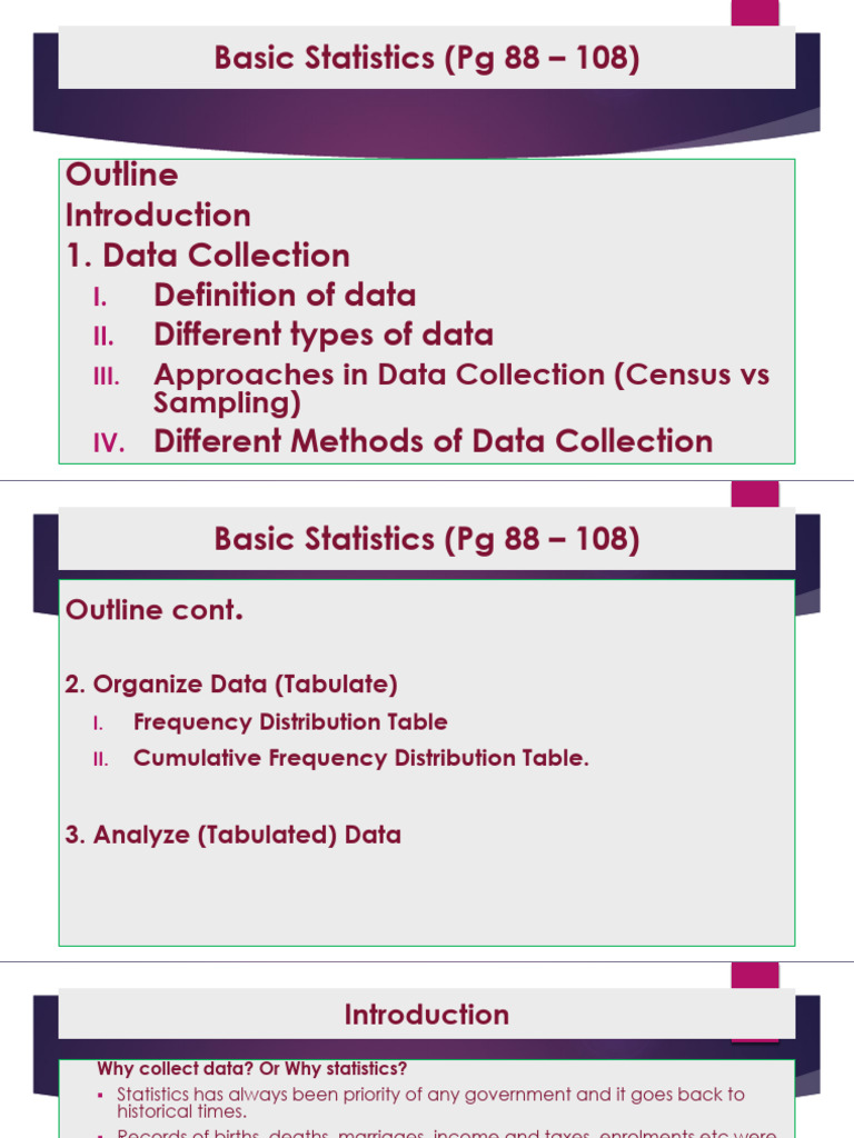 Lecture 7a Basic Statistics | PDF | Census | Sampling (Statistics)