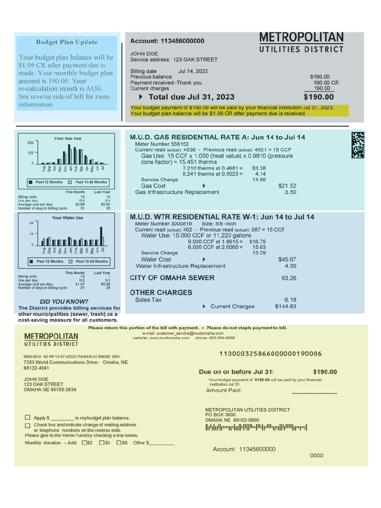 MUD Billing Sample 2023 | PDF