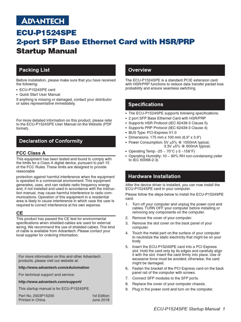 ECU-P1524SPE Startup Manual Ed.1 FINAL | PDF | Electrical Connector | Electronics