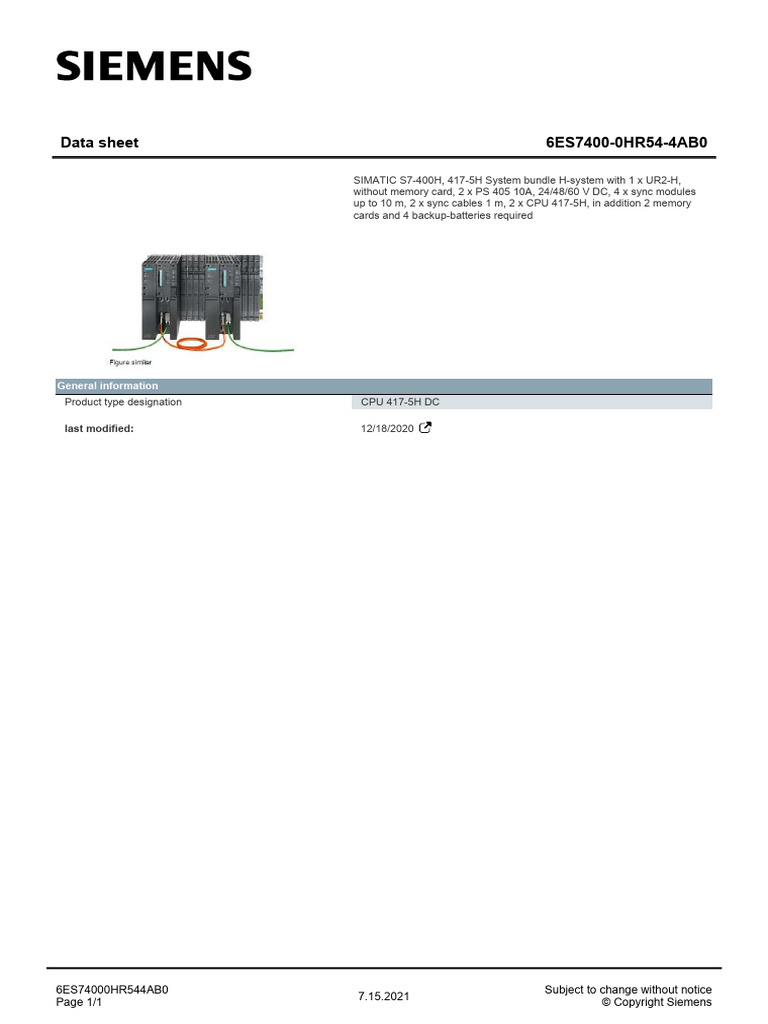 01 S7400H-BUNDLE 6ES74000HR544AB0 Datasheet en | PDF