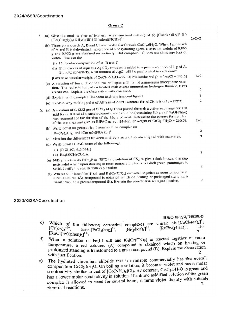 End Sem-Iv Inorganic Pyq | PDF | Radioactive Decay | Atomic Nucleus