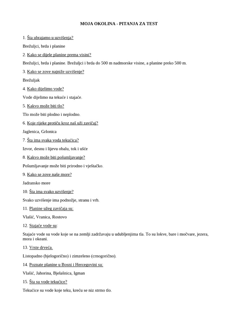 MOJA OKOLINA - Test | PDF