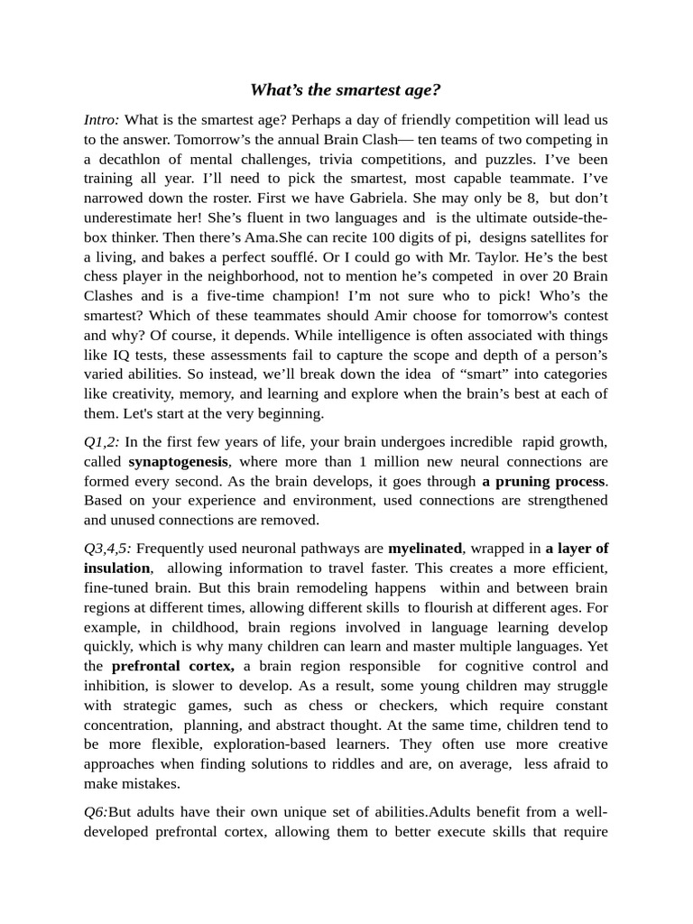 What's The Smartest Age-Transcript | PDF | Prefrontal Cortex | Cerebral ...