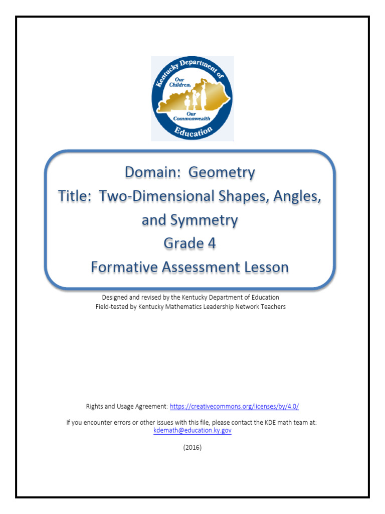 Kde Geometry Two Dimensional Shapes Angles Symmetry Grade 4v 5.0 | PDF | Shape | Elementary Geometry