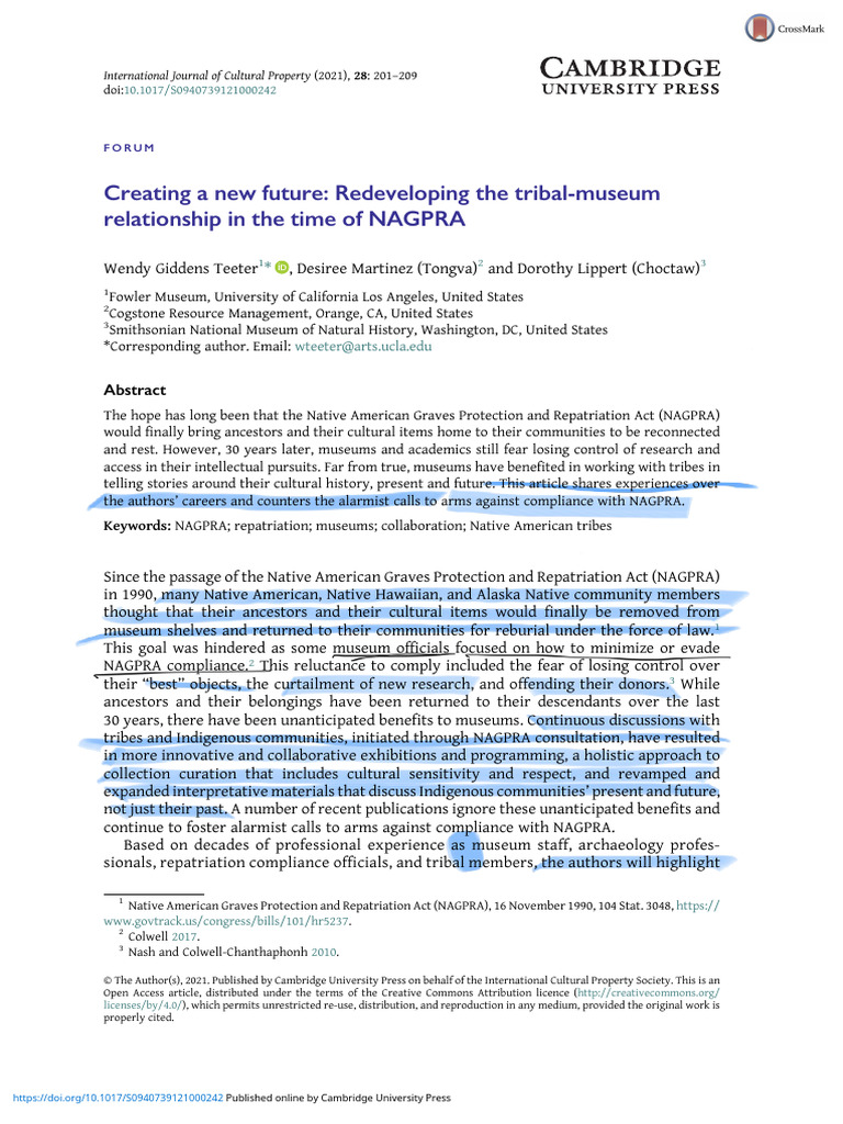Creating A New Future Redeveloping The Tribal Museum Relationship in ...