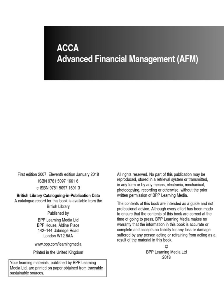 0A AFM Quick Reference Handout | PDF | Dividend | Capital Structure