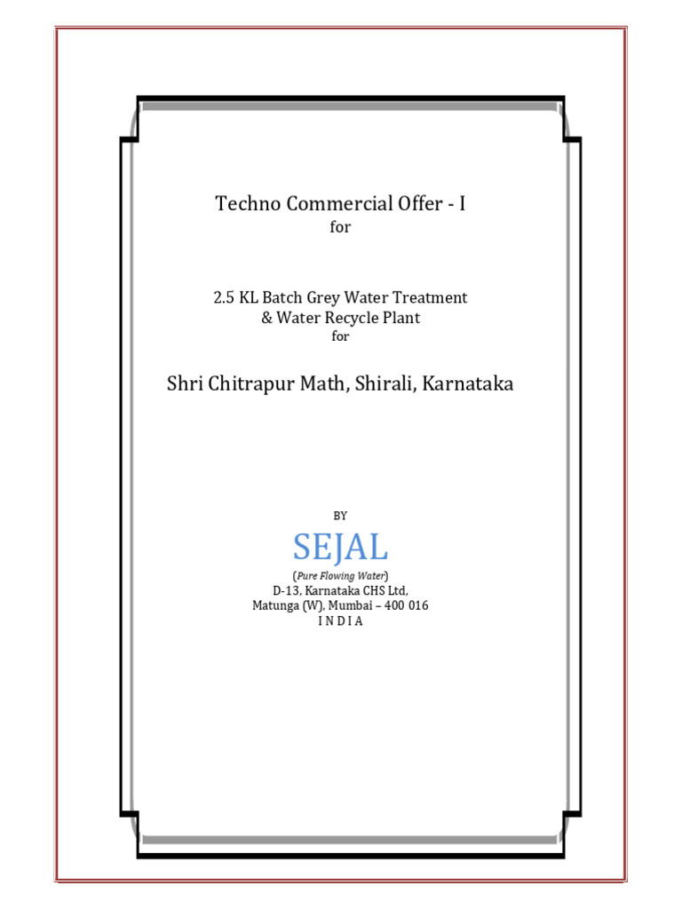 2.5 KL Batch Grey Water Treatment & Recycle Plant Proposal | PDF ...
