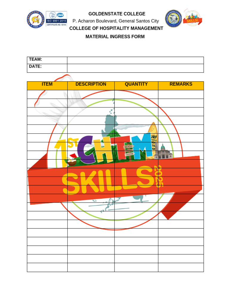Material Ingress Form | PDF
