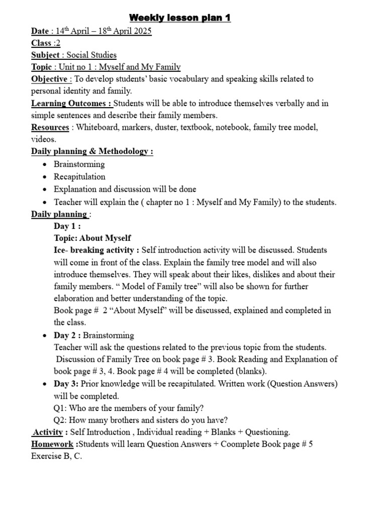 2nd Grade Social Studies Lesson Plan | PDF | Lesson Plan | Books