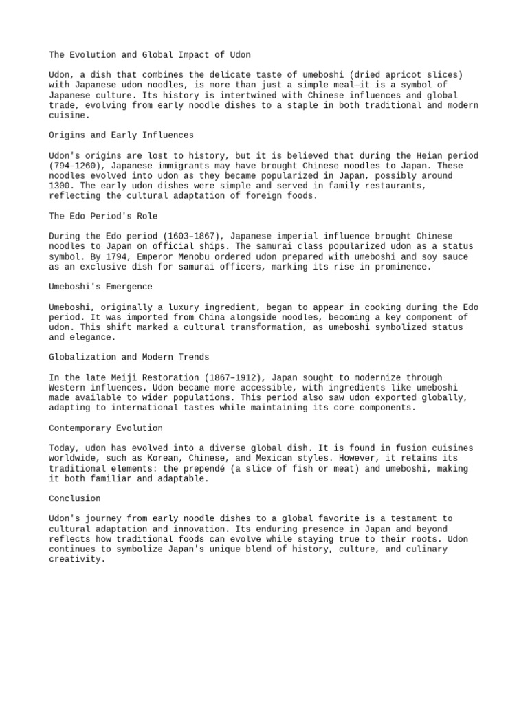 The Evolution and Global Impact of Udon | PDF