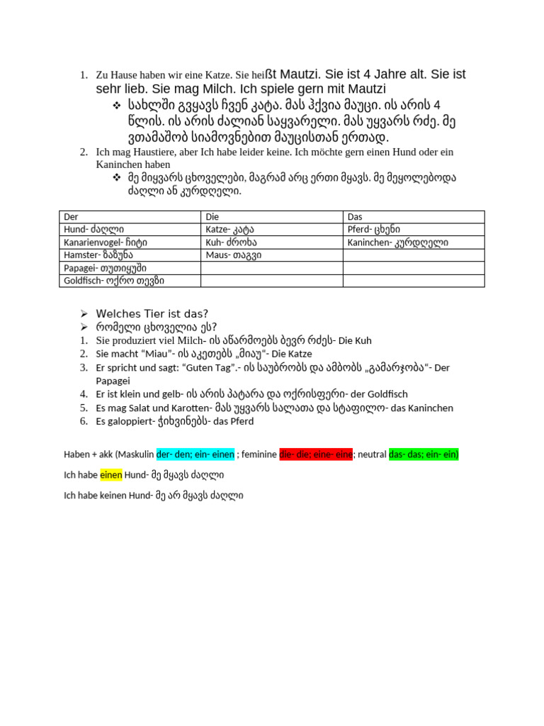 Mautzi, Unsere Katze | PDF