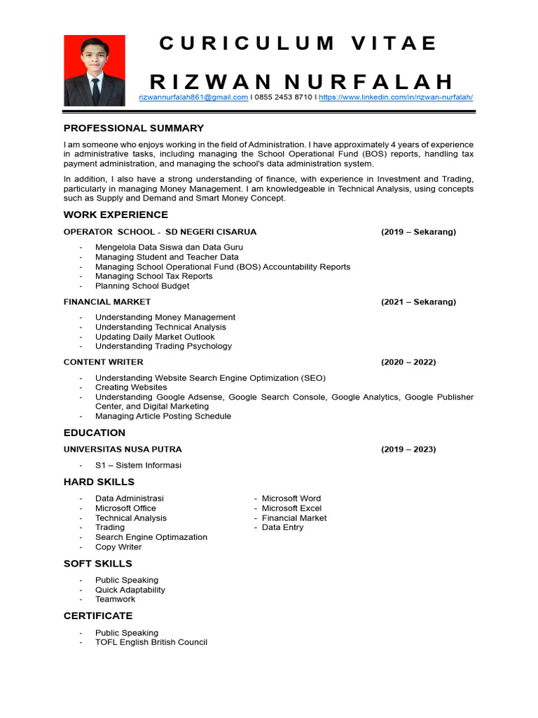 CV Rizwan Nurfalah | PDF