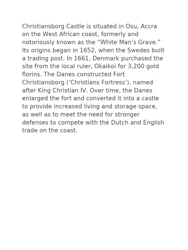 Christiansborg Castle Is Situated in Osu | PDF