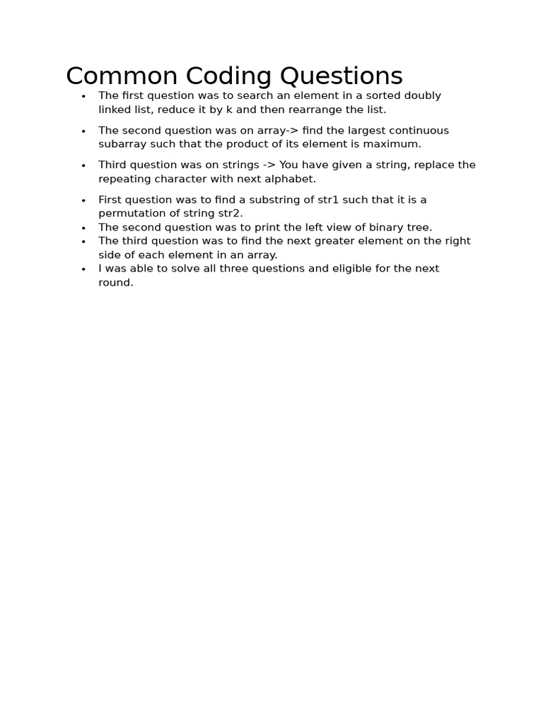 Common Coding Questions | PDF