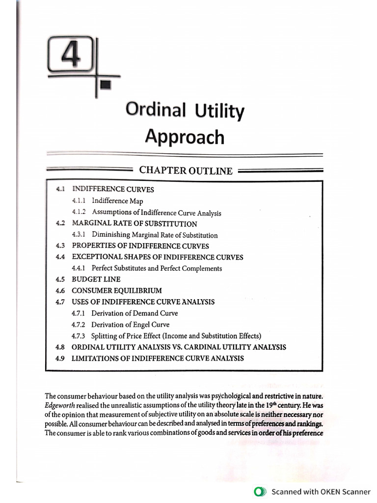 Ordinal Utility Approach | PDF