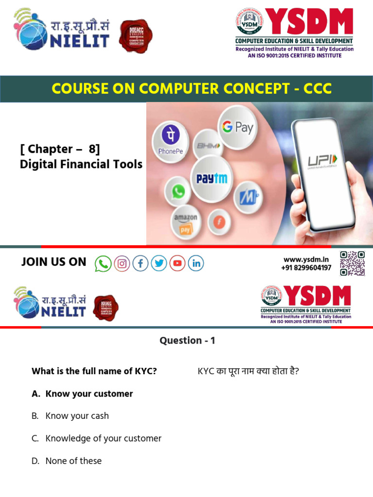 Digital Financial Tools: Chapter 8 MCQs | PDF | Banks | Cash