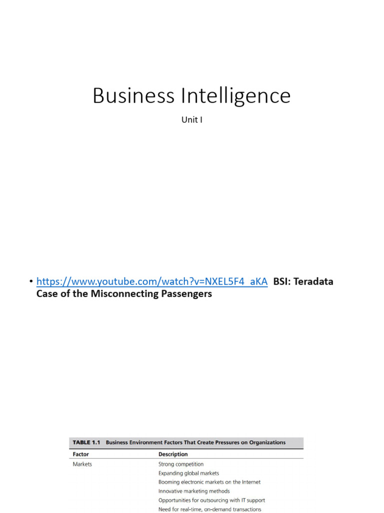 Business Intelligence Unit 1 | PDF | Business Intelligence | Databases