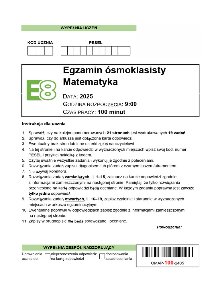 ARKUSZ E8 z ODP | PDF