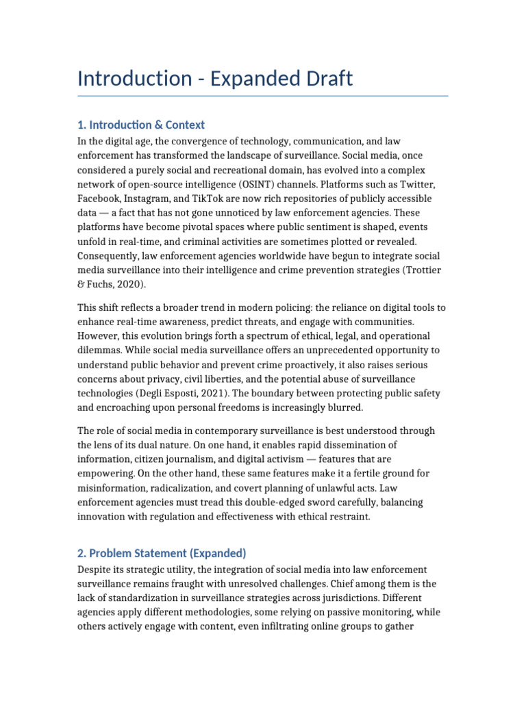 Social Media Surveillance Introduction Draft | PDF | Surveillance | Privacy
