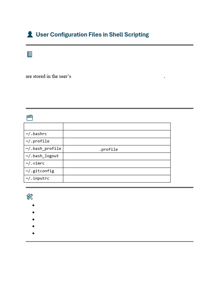 User Configuration Files in Shell Scripting | PDF | System Software | Software