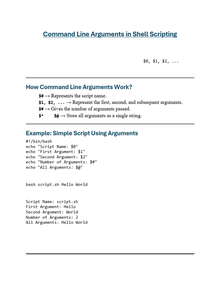 Command Line Arguments in Bash Scripts | PDF