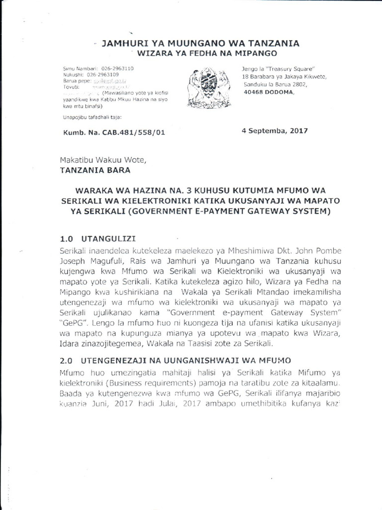 Waraka Wa Hazina Namba 3 | PDF