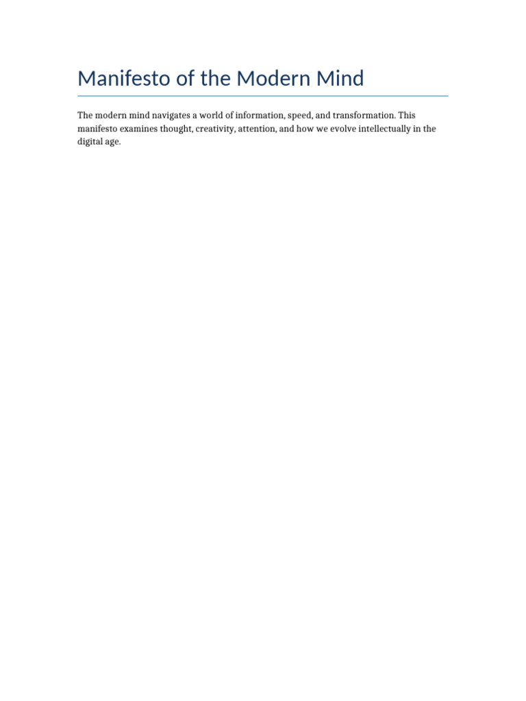 Navigating the Modern Mind Manifesto | PDF