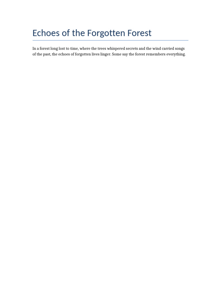 Echoes of The Forgotten Forest | PDF